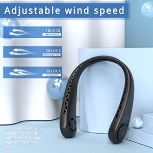 ASNUG Neck Fan, Bladeless Neck Fan, USB Rechargeable Personal Fan, 360° Hands Free Wearable Fan, 3-Speed Adjustable,Faster Cooling, Ultra Quiet, Suitable for Home, Office, Travel, Sports