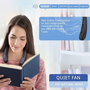 ASNUG Neck Fan, Bladeless Neck Fan, USB Rechargeable Personal Fan, 360° Hands Free Wearable Fan, 3-Speed Adjustable,Faster Cooling, Ultra Quiet, Suitable for Home, Office, Travel, Sports