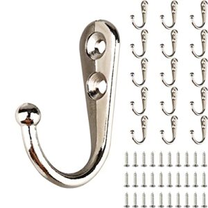 nine to nine 15pcs coat hooks wall mounted single prong robe hook for hanging towel hooks with 30 screws for bags, hat, key, cap, scarf, cup (15pcs, silvery)