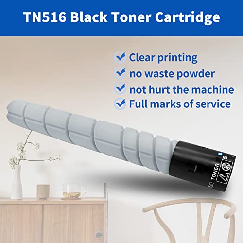 EXMIATOV TN516 Toner Cartridge,TN516 TN515 TN514 TN513 TN512 TN326 TN324 Black Toner Cartridge Compatible with Konica Minolta Bizhub 458E 558E 658E 308E 368E 454E 554E,Yield 29K Pages-HD Printing