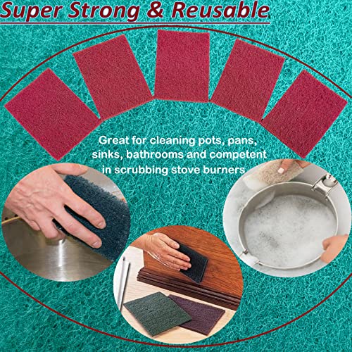 Tonmp 10 Pack 6" x 9" 400 Grit General Purpose Scuff Pads for Scuffing, Scouring, Sanding, Paint Primer Prep Adhesion Scratch - Surface Preparation Automotive Car Auto Body Woodworking (Red)