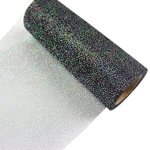 Yuanchuan Mirage Glitter Tulle Rolls 6 inch x 10 Yards (30 feet) for Table Runner Chair Sash Bow Pet Tutu Skirt Sewing Crafting Fabric Christmas Wedding Unicorn Halloween Party Gift Ribbon (Black)