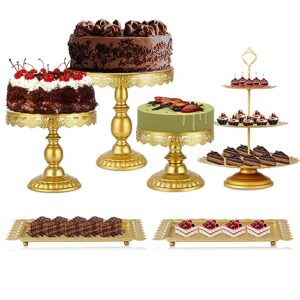 Gold Cake Stand Set Gold Metal Round Cupcake Stand for Wedding Birthday Party (8In/10In/12In)