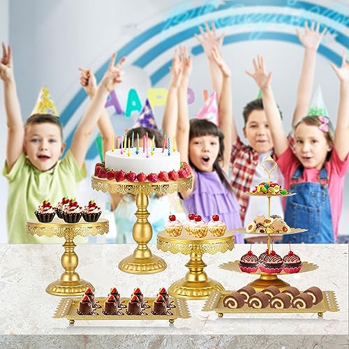 Gold Cake Stand Set Gold Metal Round Cupcake Stand for Wedding Birthday Party (8In/10In/12In)