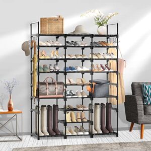 AILIXI 9 Tiers Shoe Rack Shoe Organizer, Metal Shoe Rack for Entryway, Large 50-55 Pairs Shoe Storage with Hooks, Multifunctional Shoe Organizer for Closet for Bedroom Cloakroom Hallway Garage