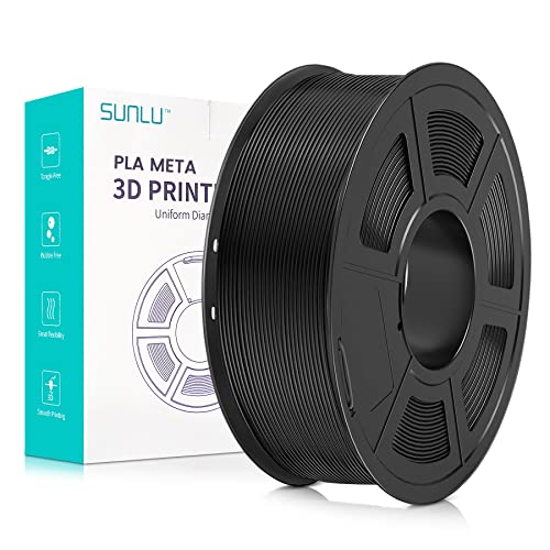 SUNLU 3D Printer Filament, Neatly Wound PLA Meta Filament 1.75mm, Toughness, Highly Fluid, Fast Printing for 3D Printer, Dimensional Accuracy +/- 0.02 mm (2.2lbs), 330 Meters, 1 KG Spool, Black