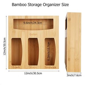 Ziplock Bag Organizer for Drawer- Bamboo Food Storage Bags Container for Kitchen Compatible with Solimo, Hefty, Holder for Gallon, Quart, Sandwich, Snack, and Slider Bag