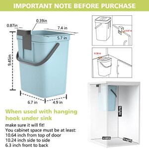 AYOTEE Hanging Small Trash Can with Lid Come with 125 Pcs 1.2 Gallon Trash Bags,5 Liter/1.3 Gallon Bathroom Trash Can,Kitchen Cabinet Door Under Sink Plastic Small Garbage Can with Lid Food Waste Bin