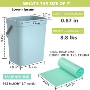 AYOTEE Hanging Small Trash Can with Lid Come with 125 Pcs 1.2 Gallon Trash Bags,5 Liter/1.3 Gallon Bathroom Trash Can,Kitchen Cabinet Door Under Sink Plastic Small Garbage Can with Lid Food Waste Bin