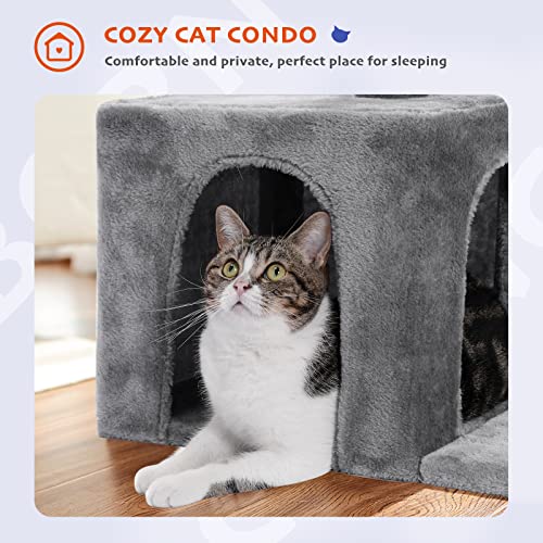 PEQULTI Cat Tree Small Cat Tower, Cat Condo for Indoor Cats with Sisal Covered Scratching Post, Deep Hammock for Kittens and Small Cats