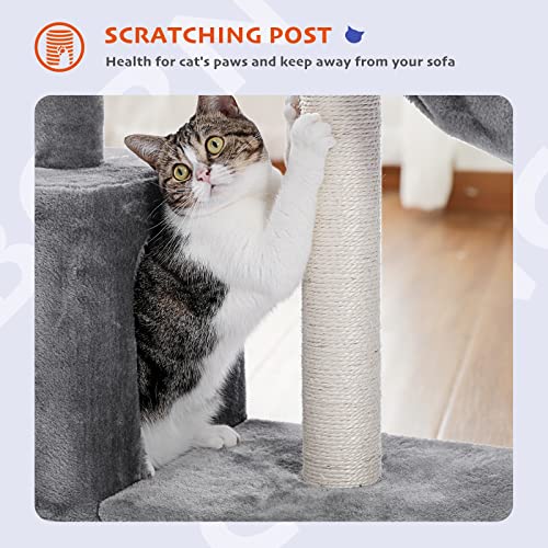 PEQULTI Cat Tree Small Cat Tower, Cat Condo for Indoor Cats with Sisal Covered Scratching Post, Deep Hammock for Kittens and Small Cats