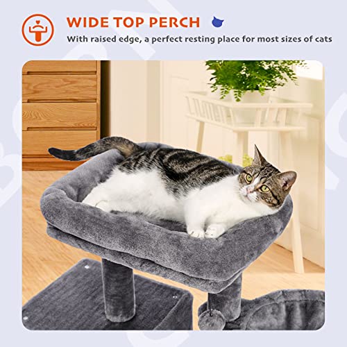 PEQULTI Cat Tree Small Cat Tower, Cat Condo for Indoor Cats with Sisal Covered Scratching Post, Deep Hammock for Kittens and Small Cats