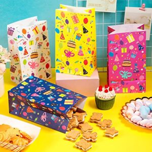 Pajean 28 Pieces Kids Birthday Party Favor Bags Birthday Goodie Bags Birthday Gift Bags Colorful Paper Treat Bags for Candy Snacks Favors Kids Birthday Baby Shower Anniversaries Supplies