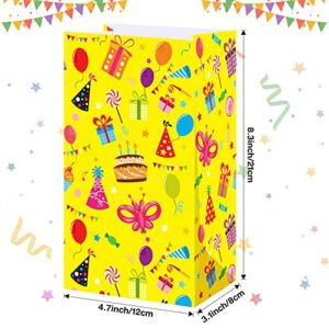 Pajean 28 Pieces Kids Birthday Party Favor Bags Birthday Goodie Bags Birthday Gift Bags Colorful Paper Treat Bags for Candy Snacks Favors Kids Birthday Baby Shower Anniversaries Supplies