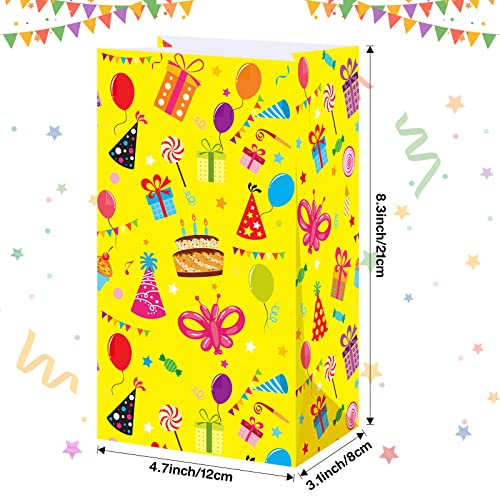 Pajean 28 Pieces Kids Birthday Party Favor Bags Birthday Goodie Bags Birthday Gift Bags Colorful Paper Treat Bags for Candy Snacks Favors Kids Birthday Baby Shower Anniversaries Supplies