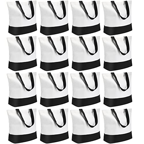 16 Pack Canvas Tote Bags Set Large Cotton Tote with Handle Women Kitchen Grocery Tote for Beach Shopping Holiday DIY Crafts ()