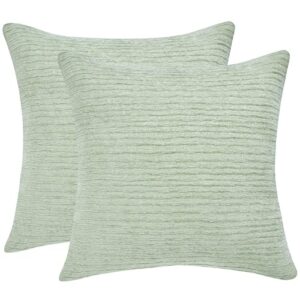 WLNUI Sage Green Pillow Covers 18x18 Inch Set of 2 Luxurious Chenille Decorative Throw Pillow Covers for Couch Sofa Bed Living Room Farmhouse Decorations