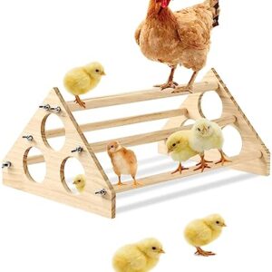 Chicken Perch Wooden Chicken Roosting Bar- Small Baby Chick Stand Training Perch Chicken Toys Strong Handmade Chicken Jungle Gym for Brooder, Coop, Hens, 15.5" x 10.6" x 7"