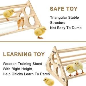 Chicken Perch Wooden Chicken Roosting Bar- Small Baby Chick Stand Training Perch Chicken Toys Strong Handmade Chicken Jungle Gym for Brooder, Coop, Hens, 15.5" x 10.6" x 7"