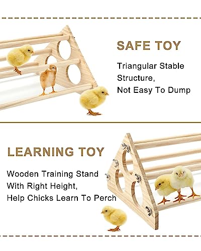 Chicken Perch Wooden Chicken Roosting Bar- Small Baby Chick Stand Training Perch Chicken Toys Strong Handmade Chicken Jungle Gym for Brooder, Coop, Hens, 15.5" x 10.6" x 7"