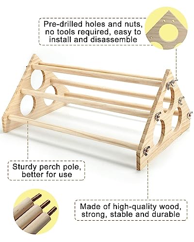 Chicken Perch Wooden Chicken Roosting Bar- Small Baby Chick Stand Training Perch Chicken Toys Strong Handmade Chicken Jungle Gym for Brooder, Coop, Hens, 15.5" x 10.6" x 7"