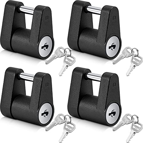 4 Pack Trailer Hitch Lock with Keys Dia 1/4 Inch 3/4 Inch Span Trailer Tongue Coupler Locks Trailer Hitch Lock for Tow Boat RV Truck Car Coupler (Black)