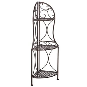 xaonien 3 tier metal corner shelf stand for kitchen free standing corner shelf, bakers rack, antique bronze