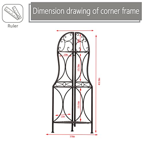 XAONIEN 3 Tier Metal Corner Shelf Stand for Kitchen Free Standing Corner Shelf, Bakers Rack, Antique Bronze