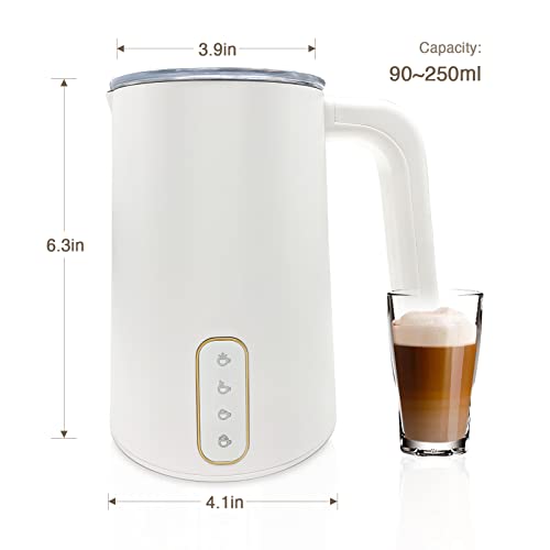 Zen Lyfe Milk Frother and Steamer Coffee Frother for Hot and Cold Foam, 4-IN-1 Automatic Stainless Steel 8.05 OZ Milk Warmer Electric Milk Frother for Coffee, Latte, Macchiato(4 in 1)