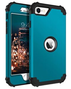 bentoben iphone se 2022 phone case, iphone se 2020 case, heavy duty 3 in 1 full body rugged shockproof hybrid hard pc soft rubber bumper drop protective girls women 4.7 se 3/2 cover,deep blue/black