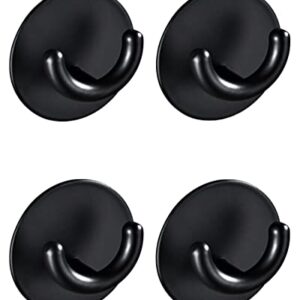 Qiiaoo 4 Pack Adhesive Hooks Heavy Duty, Waterproof Aluminum Alloy Wall Door Hooks Mount for Bathroom Bedroom Shower Stall, Hanging Clothes Coat Hat Bag Towel Robe Dressing Gowns Headset