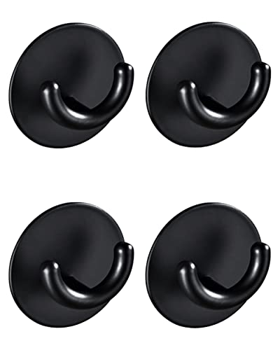 Qiiaoo 4 Pack Adhesive Hooks Heavy Duty, Waterproof Aluminum Alloy Wall Door Hooks Mount for Bathroom Bedroom Shower Stall, Hanging Clothes Coat Hat Bag Towel Robe Dressing Gowns Headset