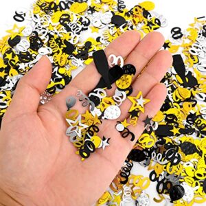 3000 Pieces Birthday Confetti Number 60 Glitter Confetti Birthday Cake Confetti Table Confetti Black Gold and Silver Party Decorations Supplies for Birthday, Anniversary (60th Style)