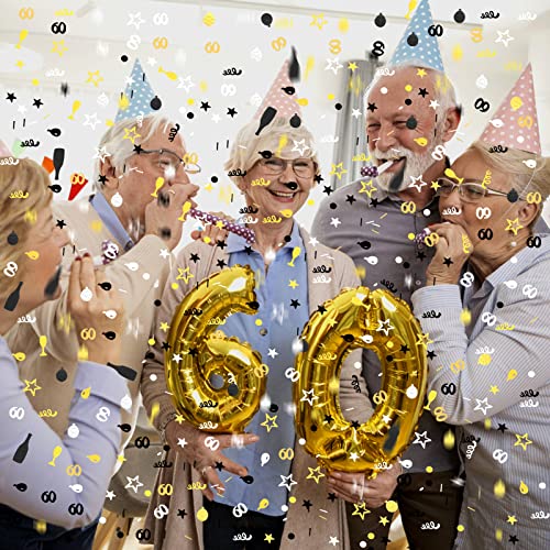 3000 Pieces Birthday Confetti Number 60 Glitter Confetti Birthday Cake Confetti Table Confetti Black Gold and Silver Party Decorations Supplies for Birthday, Anniversary (60th Style)