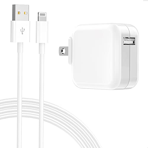 [Apple MFi Certified] iPad & iPhone Fast Charger, Linocell 12W USB Smart Power Wall Charger Foldable Portable Plug with Quick Charging Lightning Cable for iPhone 14/13/12/11, iPad Air 3/2/1, iPad Mini