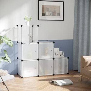 C&AHOME Cube Storage Organizer with Doors, 6-Cube Shelves, Closet Cabinet, DIY Plastic Modular Bookshelf Ideal for Bedroom, Living Room, 36.6”L x 12.4”W x 36.6”H White USBTM3006B-DOOR