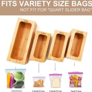 BATUMEYE Bag Storage Organizer Holder - Premium Moso Bamboo Kitchen Drawer Organizer Dispenser Compatible with Ziploc, Solimo, Glad, Hefty for Gallon, Quart, Sandwich & Snack