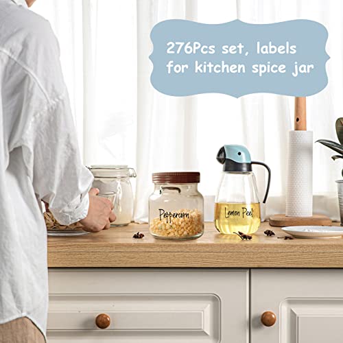 FYY Kitchen Labels,276 Spice Jar Labels,Pantry Labels,White + Black Script Preprinted Stickers,Waterproof,Tear Resistant,Food Containers Organization Labels Organize Storage Containers,Jars &Canisters