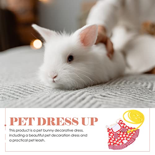 ULTECHNOVO Rope Leash Cute Rabbit Leash and Harness Set, Bunny Rabbit Dress Clothes Walking Harness Vest Escape Proof Pet for Rabbit Hedgehog Ferret Guinea Pig Hawaiian Costume