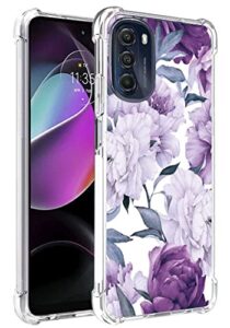 follmeair for moto g 5g 2022 case (not for moto g 5g 2021) slim flexible tpu for girls women airbag bumper shock absorption rubber soft silicone cover fit for motorola moto g 5g 2022 (purple flower)