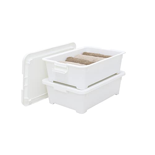 Astage | Rolling Storage Tub, Storage Tote, Plastic Box, Lidded Box 19Qt - 3pack (White)