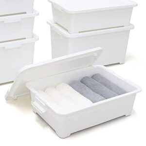 Astage | Rolling Storage Tub, Storage Tote, Plastic Box, Lidded Box 19Qt - 3pack (White)