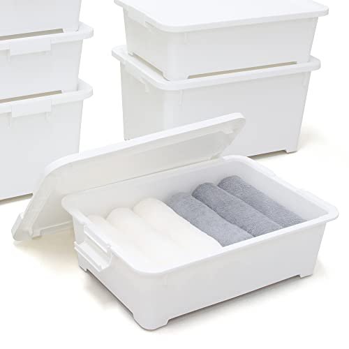 Astage | Rolling Storage Tub, Storage Tote, Plastic Box, Lidded Box 19Qt - 3pack (White)