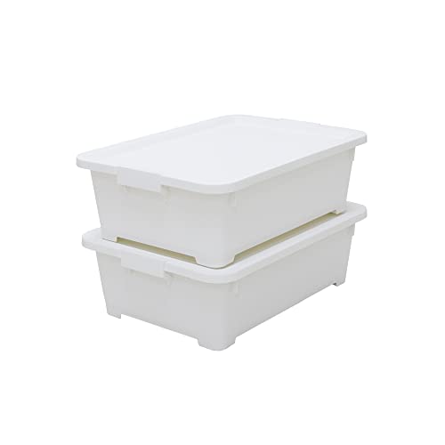 Astage | Rolling Storage Tub, Storage Tote, Plastic Box, Lidded Box 19Qt - 3pack (White)