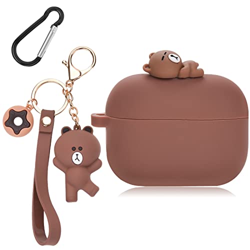 Cute AirPod Pro Case with Bear Keychain Classic Matte Soft Silicone Protective Cover for Women and Girls Compatible with AirPods Pro Case