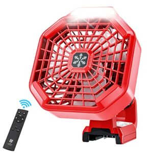 waxpar for milwaukee fan cordless jobsite fan, usb floor fan tent fan with light compatible with milwaukee m18 battery camping fan 14.4-20v li-ion battery, remote, 3 wind/brightness modes, timer