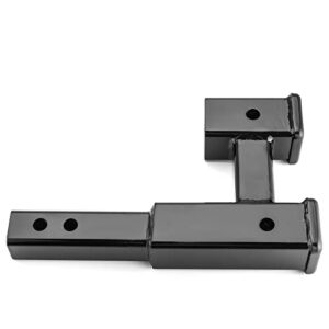 WeiSen Dual Receiver Extender Adjustable Towing Hitch Extension Compatible with 2 inch Square Receivers Hitch Tube, 15 inch Overall Length, Use 5/8" Hitch Pin or Lock (NOT Include)