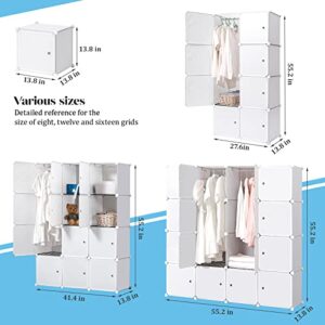 BRIAN & DANY Portable Wardrobe Closet for Hanging Clothes, Bedroom Armoire with Doors, Modular Cabinet for Space Saving, Ideal Storage Organizer Cube for Books, Toys, Towels (8-Cube), White