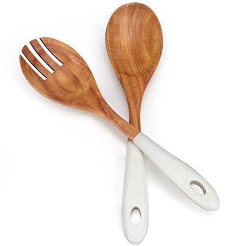 Best Salad Servers Wooden Salad Tongs 10 inch Long Salad Spoon and Fork Serving Utensils Mixing Spoon Wood Kitchen Serving Spoons Salad Fork