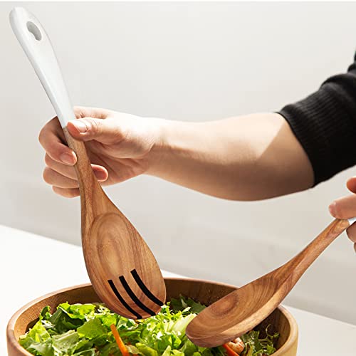 Best Salad Servers Wooden Salad Tongs 10 inch Long Salad Spoon and Fork Serving Utensils Mixing Spoon Wood Kitchen Serving Spoons Salad Fork